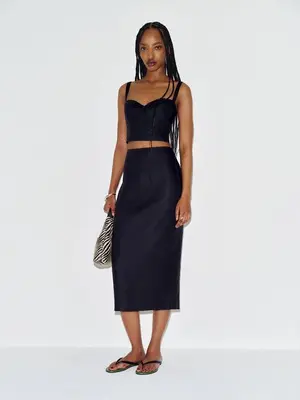 REFORMATION Fontana Linen Two-piece Set - Black