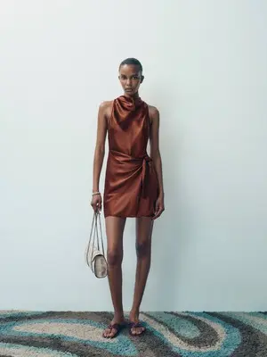 REFORMATION Stelliana Silk Dress - Brown
