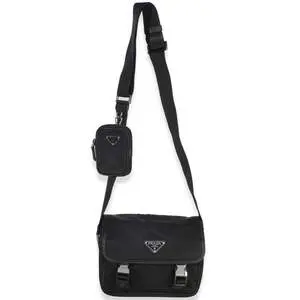 Prada Re-nylon Saffiano Double Buckle Messenger Bag