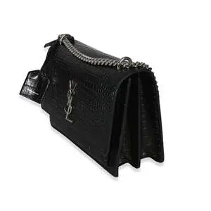 Saint Laurent Croc Embossed Calfskin Monogram Sunset Bag
