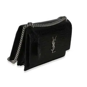 Saint Laurent Croc Embossed Calfskin Monogram Sunset Bag