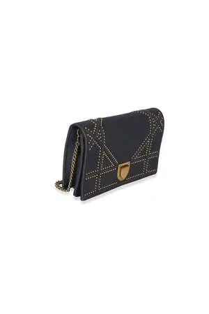 Dior Denim Studded Wallet On Chain
