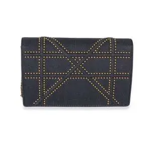 Dior Denim Studded Wallet On Chain