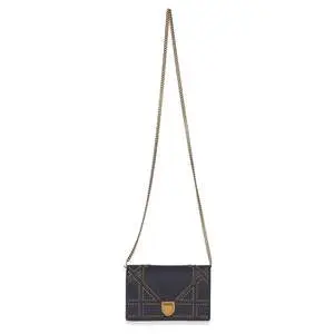 Dior Denim Studded Wallet On Chain
