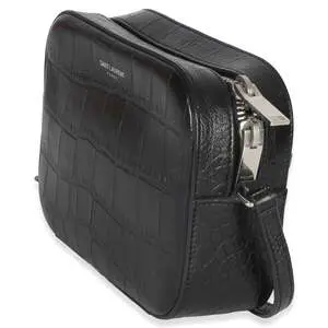 Saint Laurent Calfskin Camera Bag Crocodile Embossed