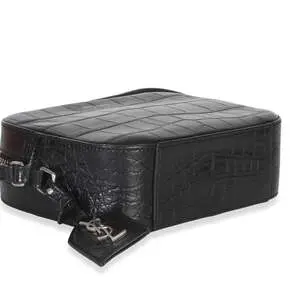 Saint Laurent Calfskin Camera Bag Crocodile Embossed