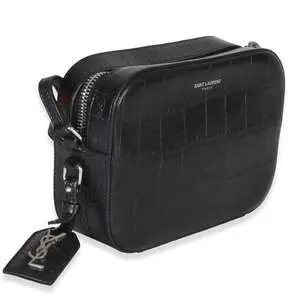 Saint Laurent Calfskin Camera Bag Crocodile Embossed