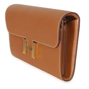 Hermès Gold-tone Constance Long Wallet To Go - Brown