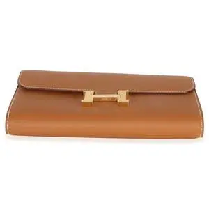 Hermès Gold-tone Constance Long Wallet To Go - Brown