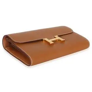 Hermès Gold-tone Constance Long Wallet To Go - Brown