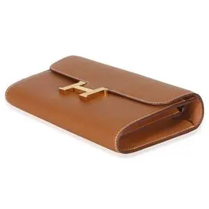 Hermès Gold-tone Constance Long Wallet To Go - Brown