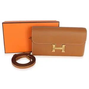 Hermès Gold-tone Constance Long Wallet To Go - Brown