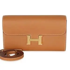 Hermès Gold-tone Constance Long Wallet To Go - Brown