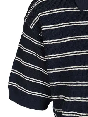 DUNST Cotton Blend Striped Polo Shirt - Blue