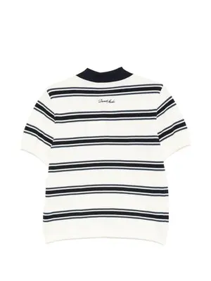 DUNST Striped Cotton Polo Shirt - White