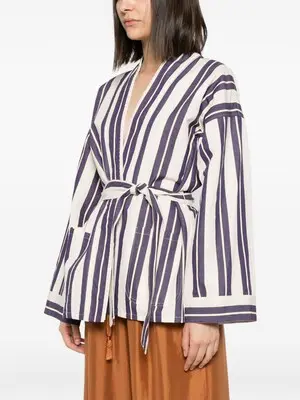 FORTE_FORTE Striped Kimono Jacket - Blue