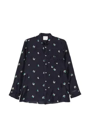 FORTE_FORTE Embroidered Silk Shirt - Blue