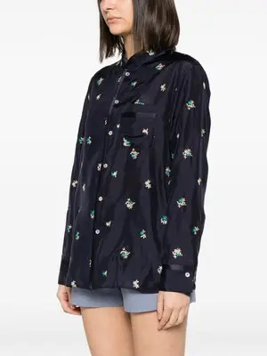 FORTE_FORTE Embroidered Silk Shirt - Blue