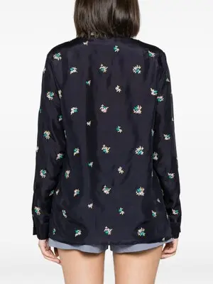 FORTE_FORTE Embroidered Silk Shirt - Blue