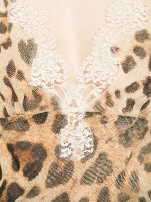Ermanno Scervino Lace Trimmed Leopard Print Tank Top - Multi