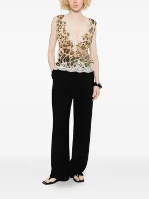 Ermanno Scervino Lace Trimmed Leopard Print Tank Top - Multi