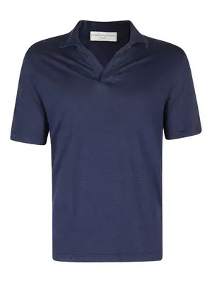 FILIPPO DE LAURENTIIS Linen Polo Shirt - Blue