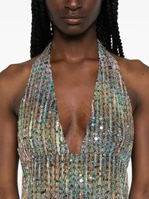Missoni Embellished Halterneck Mini Dress - Brown