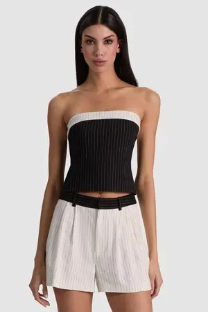 Alice + Olivia Kelly Linen Strapless Top