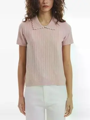 CRUSH COLLECTION Knit Peter Pan Collar T-shirt
