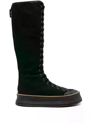 Max Mara Knee-high Lace-up Canvas Boots