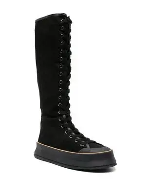 Max Mara Knee-high Lace-up Canvas Boots