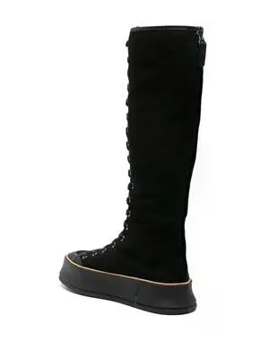 Max Mara Knee-high Lace-up Canvas Boots
