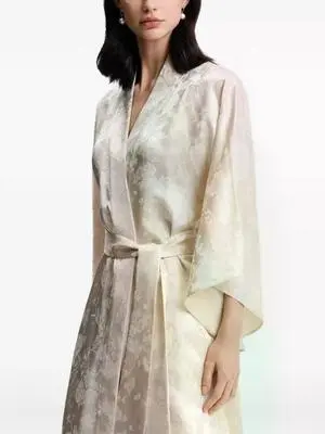 Shanghai Tang Floral Silk Dressing Gown
