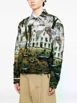 Junya Watanabe Graphic-embroidered Distressed Jacket