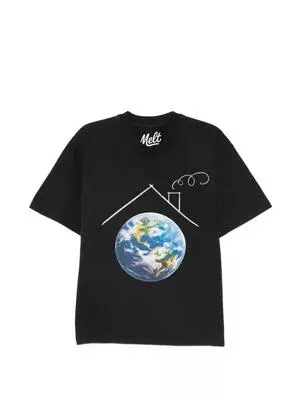 MELT Graphic-print Round Neck T-shirt - Black