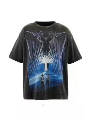 SAINT MXXXXXX Graphic-print Distressed T-shirt - Black