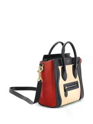 Celine Tricolor Leather Nano Luggage Bag - Black