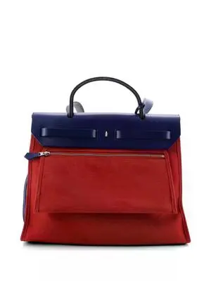 Hermès Herbag Zip Leather And Toile 31 Shoulder Bag - Blue