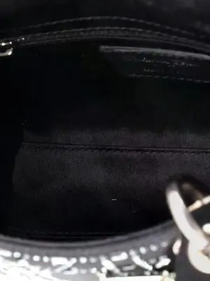 Dior Lady Crystal Embellished Cannage Quilt Mini Satchel - Black
