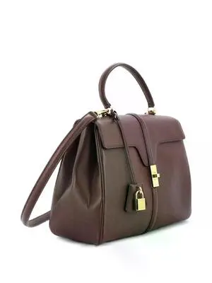 Celine 16 Top Handle Medium Shoulder Bag In Grained Calfskin - Brown
