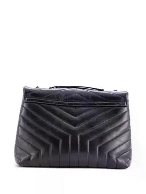 Saint Laurent Loulou Matelasse Chevron Leather Medium Shoulder Bag - Black