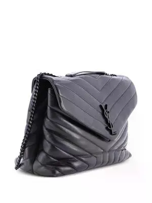 Saint Laurent Loulou Matelasse Chevron Leather Medium Shoulder Bag - Black