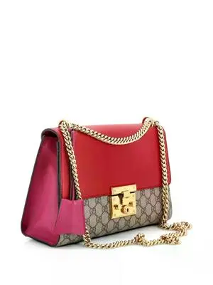 Gucci Padlock Gg Coated Canvas And Leather Medium Shoulder Bag - Red