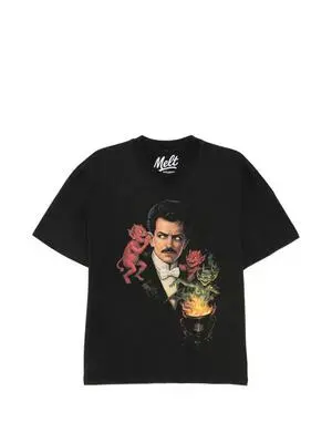 MELT Graphic-print Round Neck T-shirt - Black