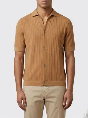 LARDINI Cotton Polo Cardigan - Brown