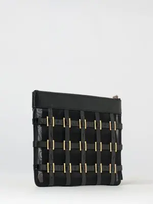 Elisabetta Franchi Mesh Nylon Clutch With Embroidery
