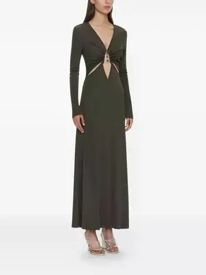 Christopher Esber Crystal Loophole Long-sleeve Midi Dress