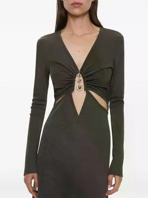 Christopher Esber Crystal Loophole Long-sleeve Midi Dress