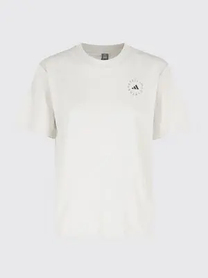 Adidas By Stella McCartney Cropped Cotton T-shirt With Logo - Grey
