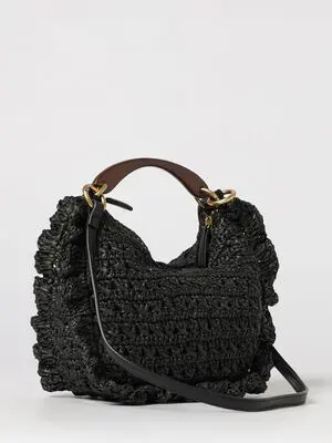 TWINSET Crocheted Cherry Embellished Raffia Shoulder Bag